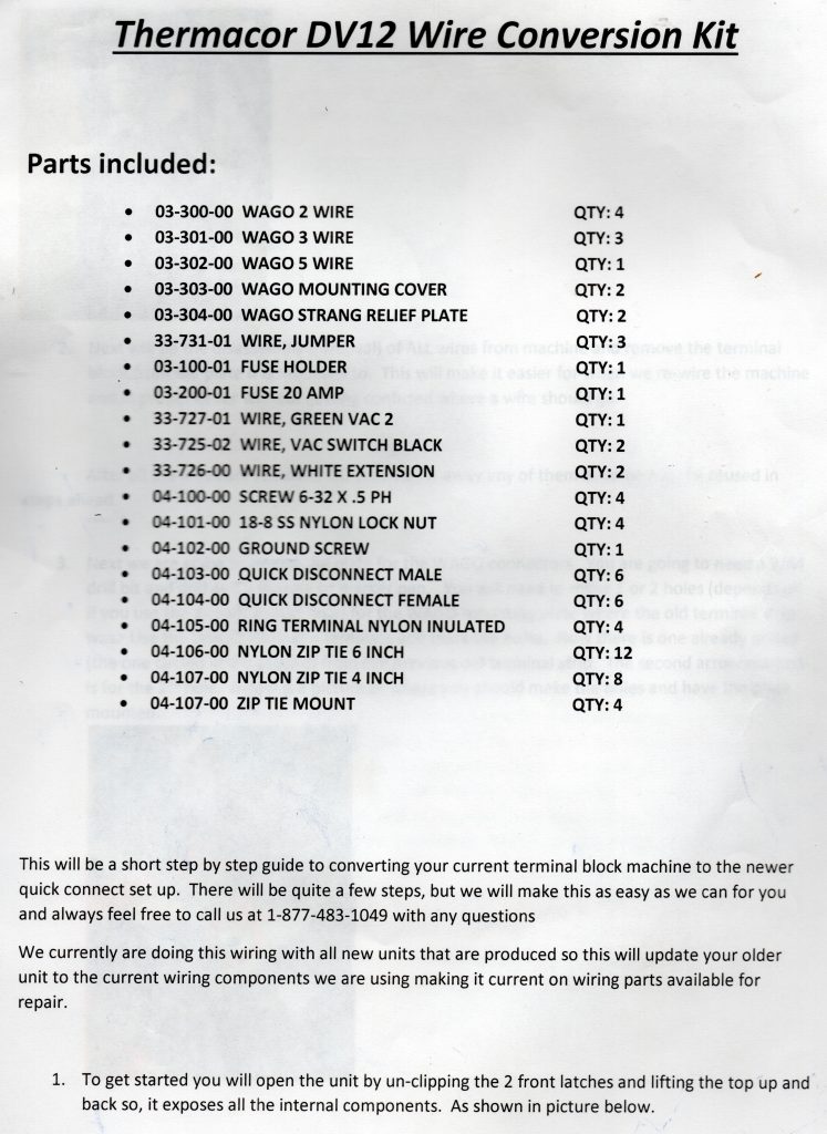 DV12 Wire Conversion Kit - Thermax CP